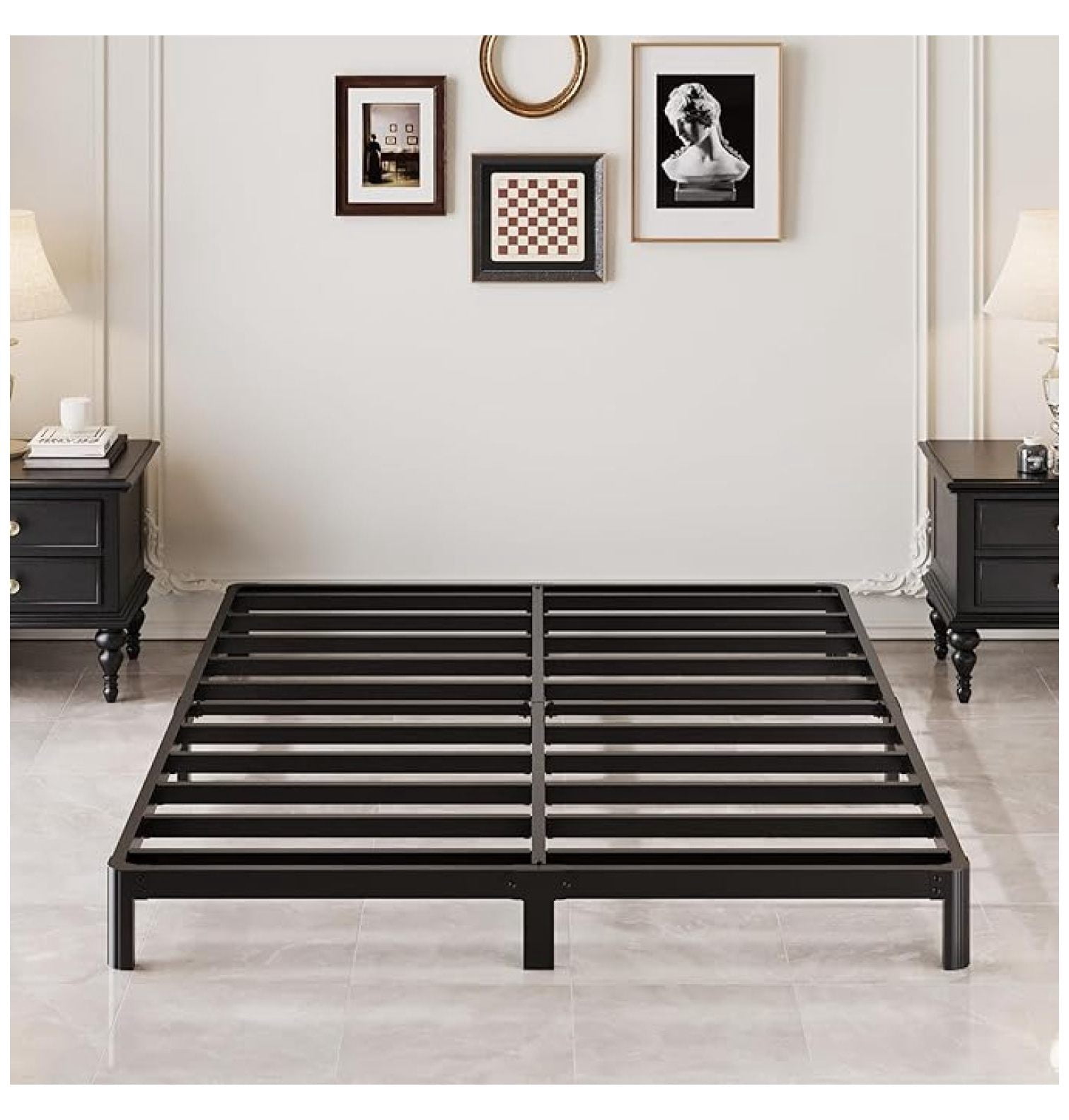 7 Inch Low Queen Bed Frame with Rounded Corner Legs, 2000 LBS Heavy ...