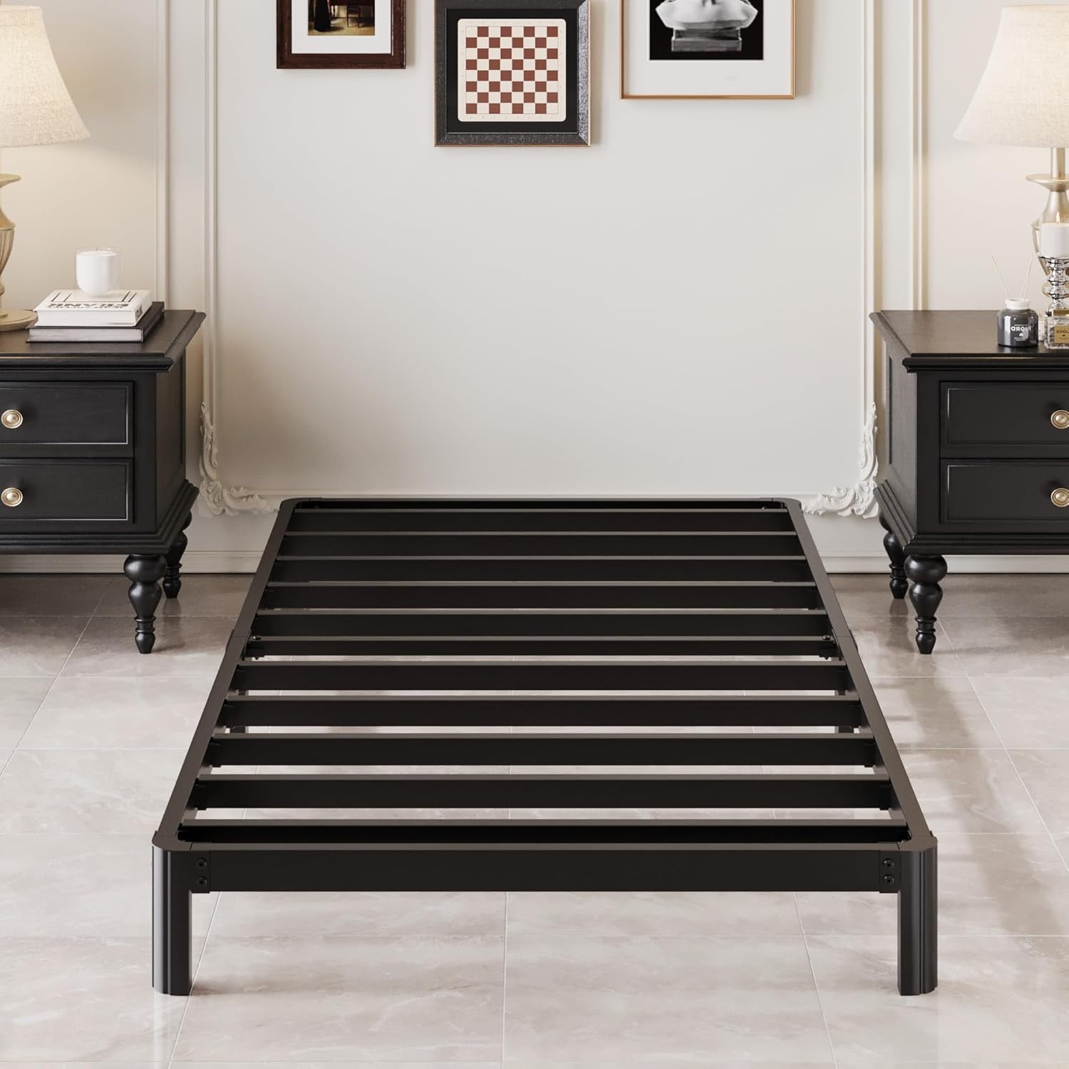 7 Inch Low Queen Bed Frame with Rounded Corner Legs, 2000 LBS Heavy ...