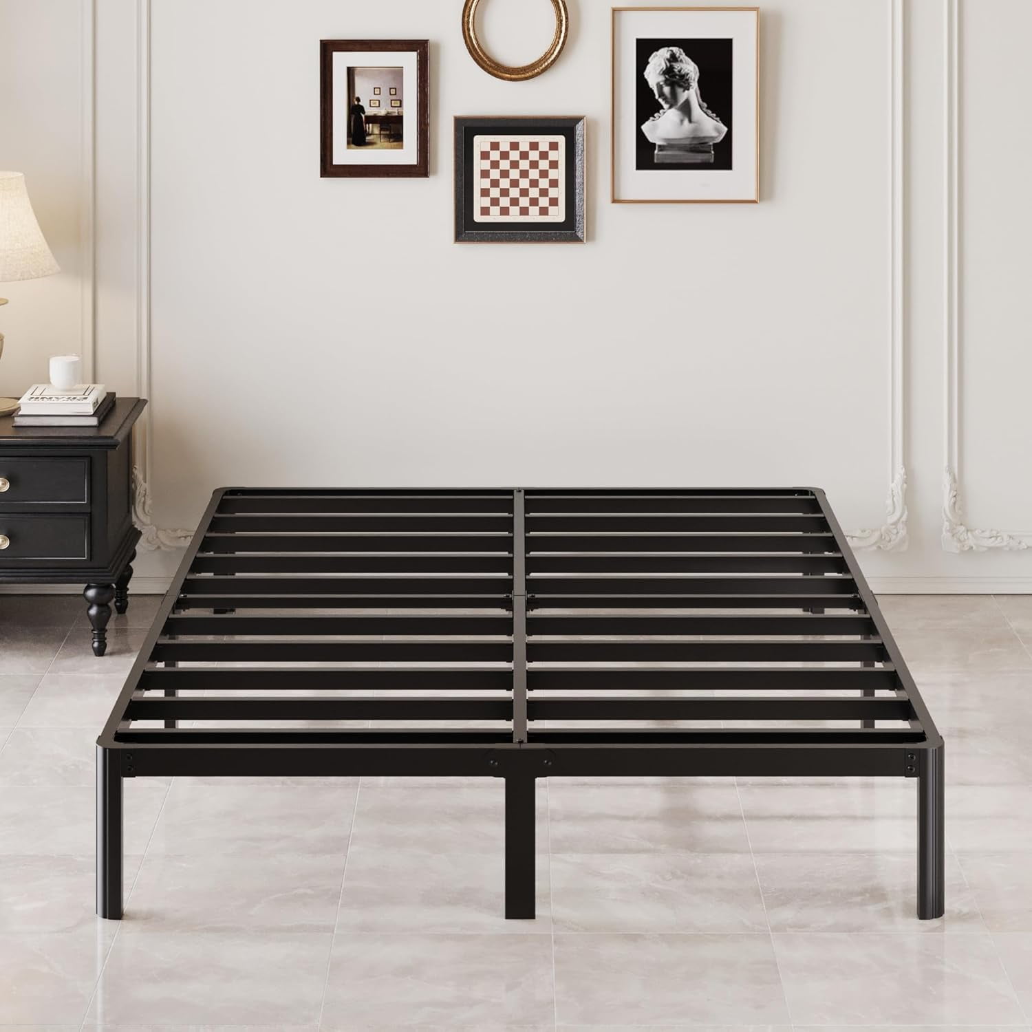 7 Inch Low Queen Bed Frame with Rounded Corner Legs, 2000 LBS Heavy ...