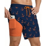 7 Inch Men Swim Trunks 2 in 1 with Compression Breathable Liner Quick ...