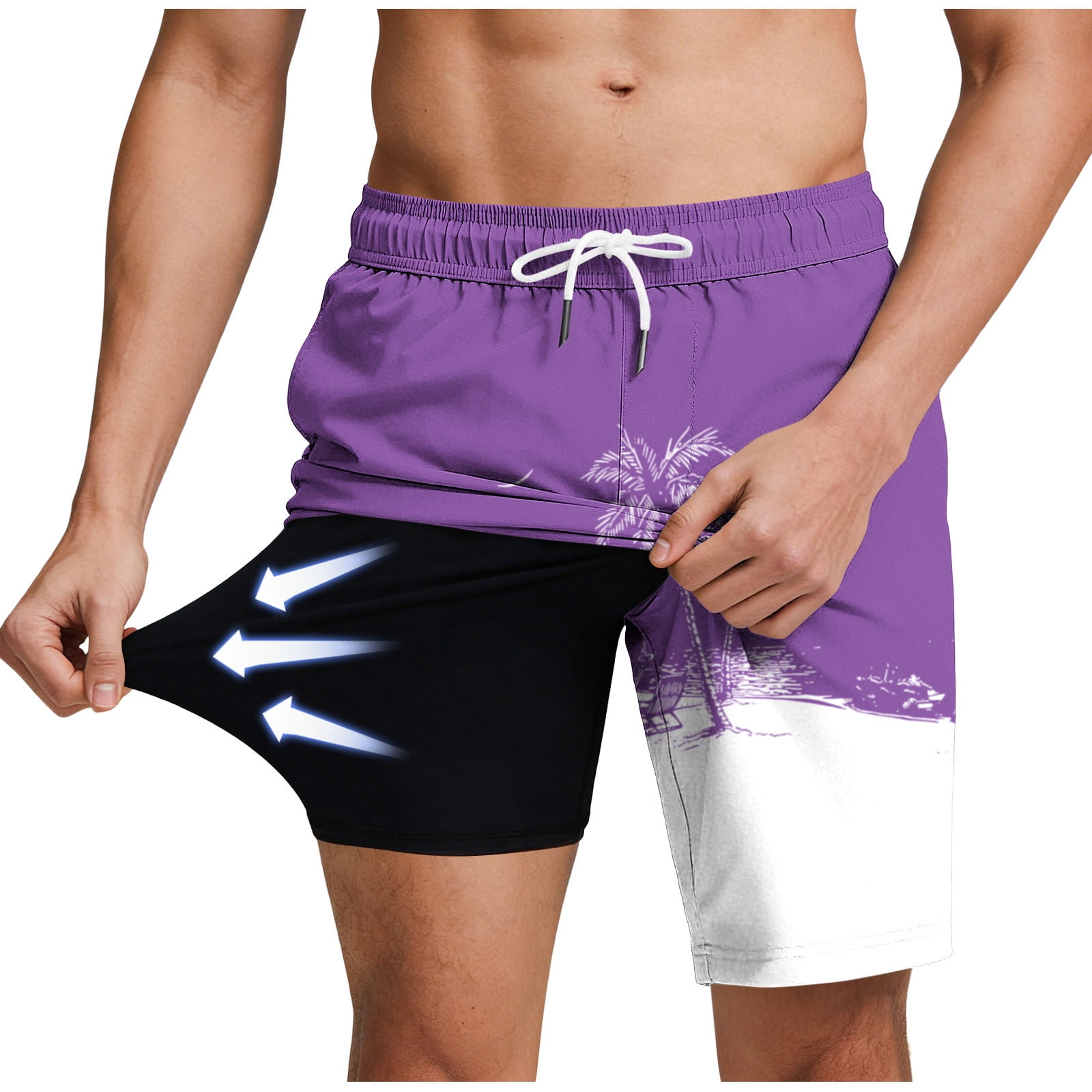 7 Inch Mens Swim Trunks with Compression Liner Board Shorts Bathing ...
