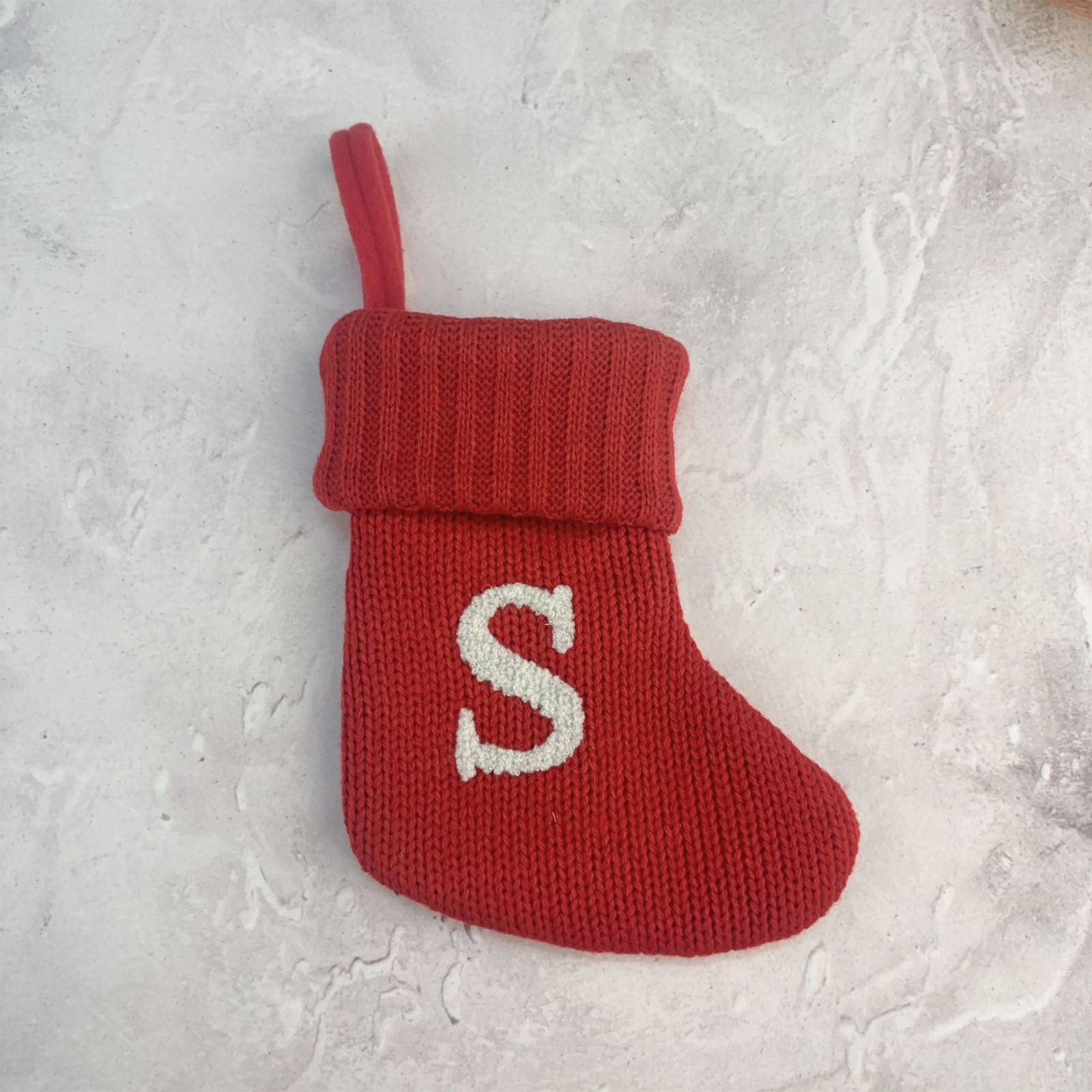 7 Inch Mini Monogram Stocking Red Christmas Initial Letter A Cable Knit ...