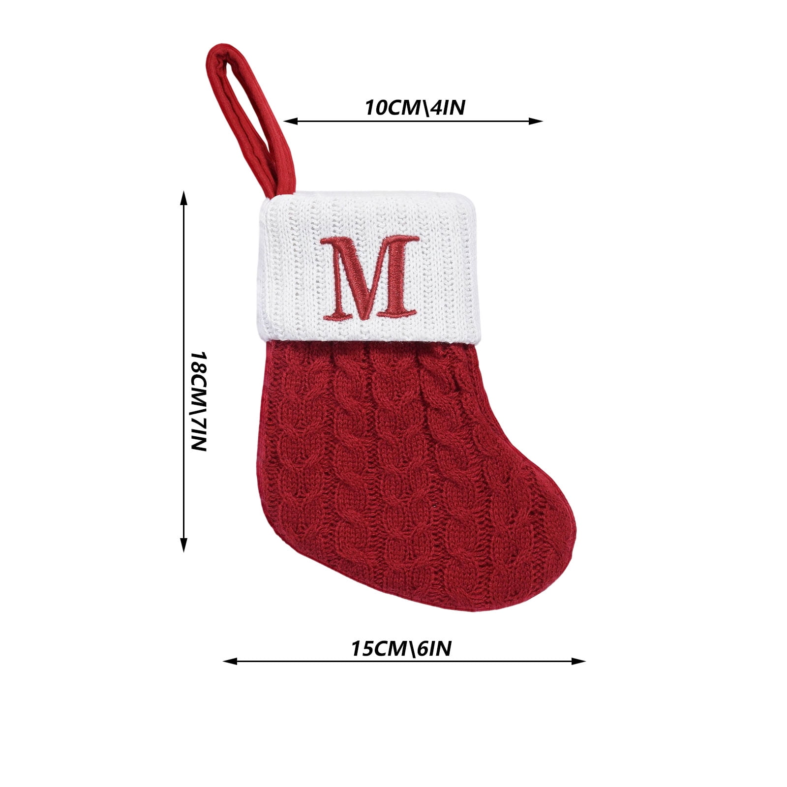 7 Inch Mini Monogram Stocking, Red Christmas Initial Letter Cable Knit ...