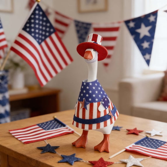 7 Inch Mini Porch Goose Independence Day Outfit Desktop Goose Clothes ...