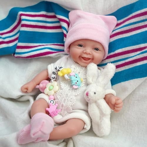 7 Inch Mini Silicone Baby, Reborn Baby Dolls Silicone Full Body Girl Grace, Realistic Newborn ...