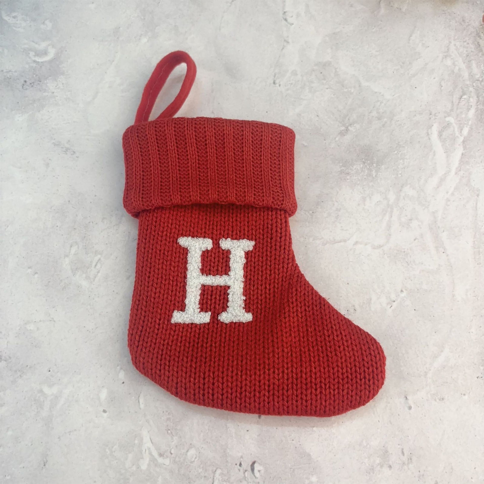 7 Inch Mini Woolen Monogram Stocking - Red Christmas Initial Letter ...