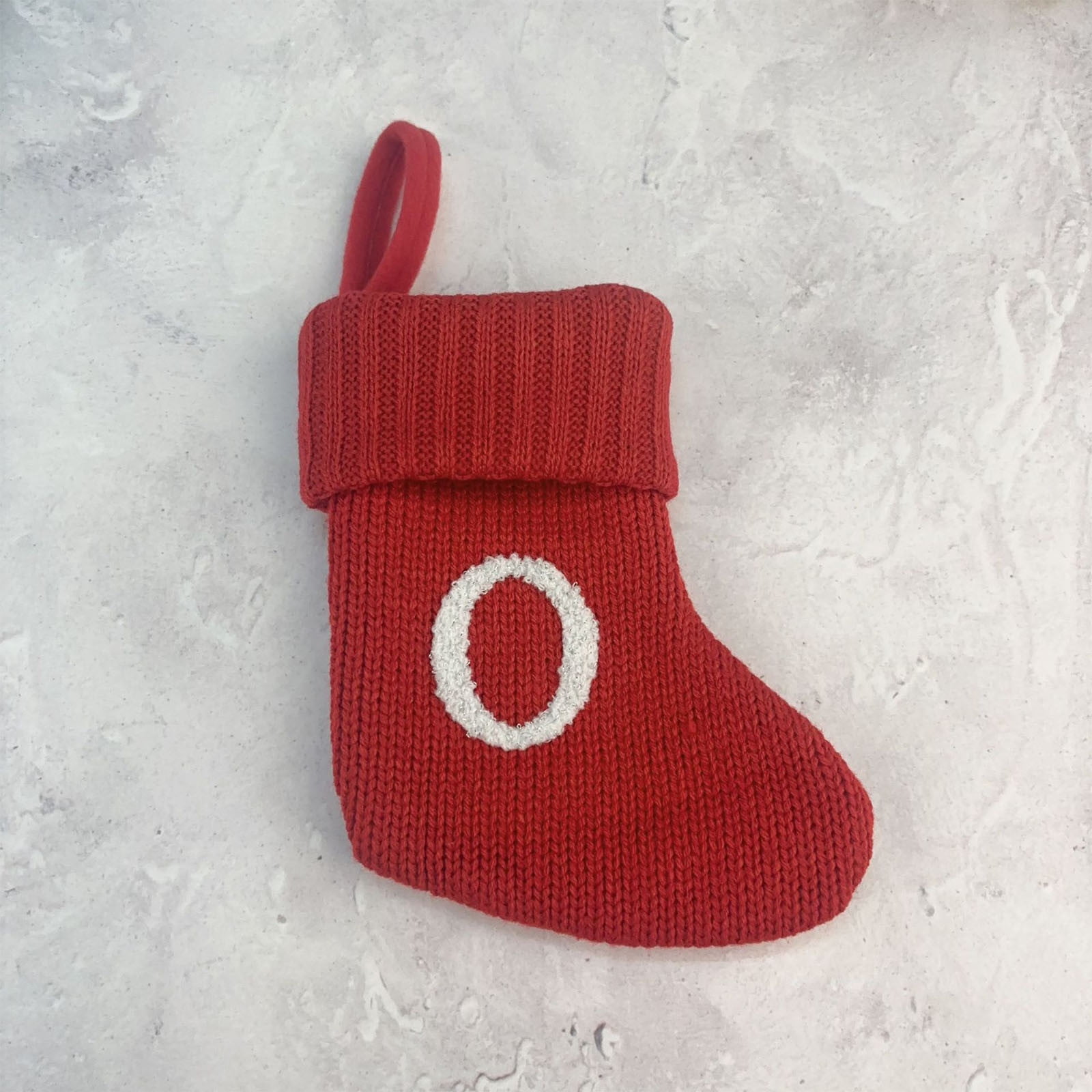 7 Inch Mini Woolen Monogram Stocking - Red Christmas Initial Letter ...