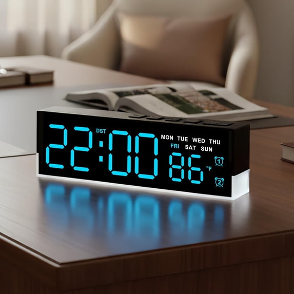 7 Inch Modern LED Digital Alarm Clock with Dual Alarms & Soft Bottom ...