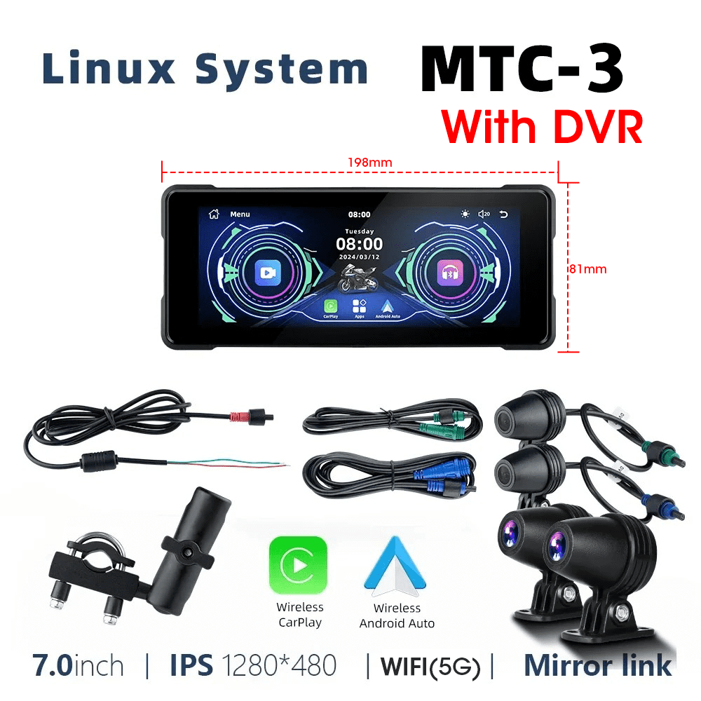 7 Inch Motorcycle Portable Navigation GPS Wireless Carplay Android Auto ...