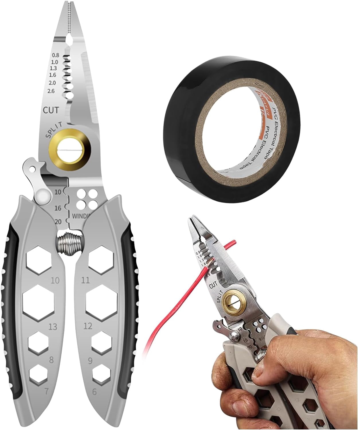 7 inch Multipurpose Wire Stripper Tool Pressure Adjust Cable Cutters ...