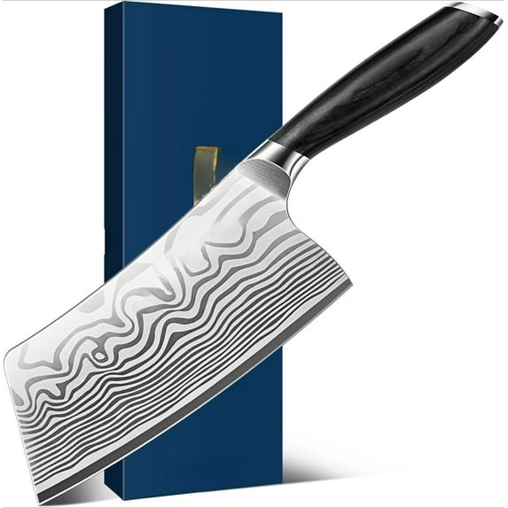7-Inch Professional Cleaver Knife – High Carbon Powder Steel, Razor ...