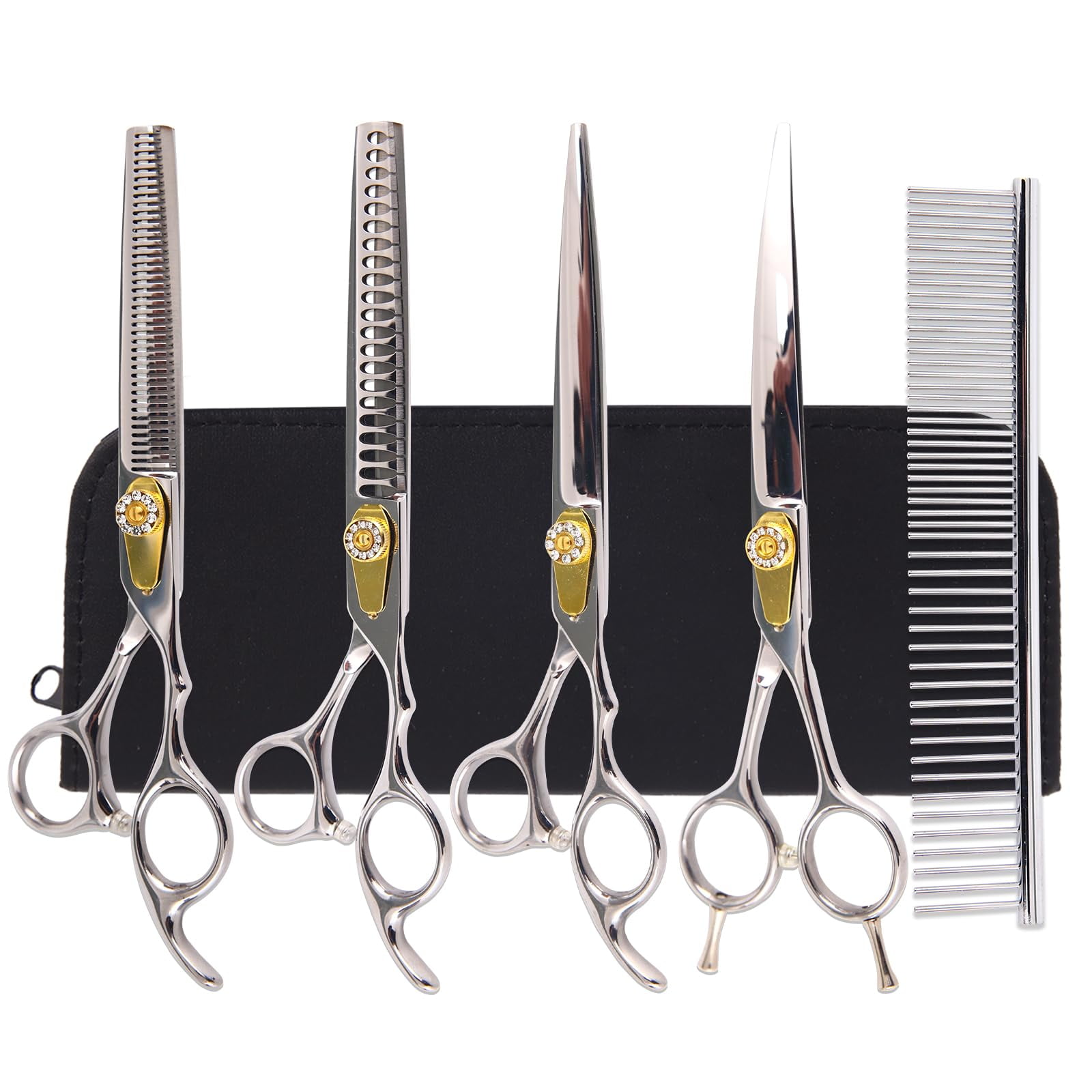7 Inch Professional Dog Grooming Scissors Kit, 6-in-1 Pet Grooming ...