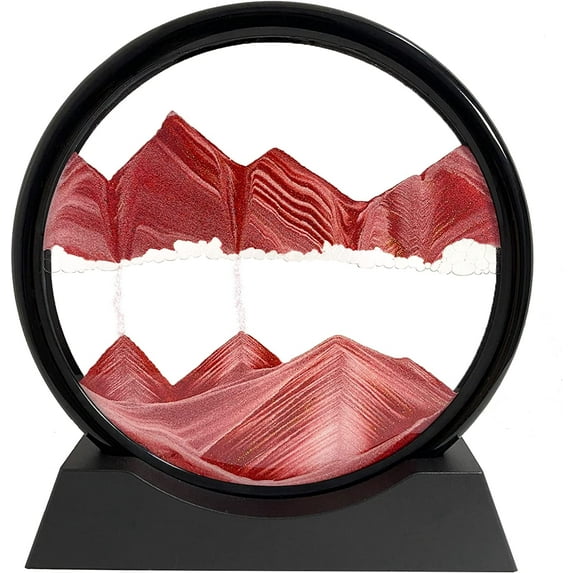 7 Inch Red Moving Sand Art Picture Liquid Motion Decor 3D Deep Sea ...