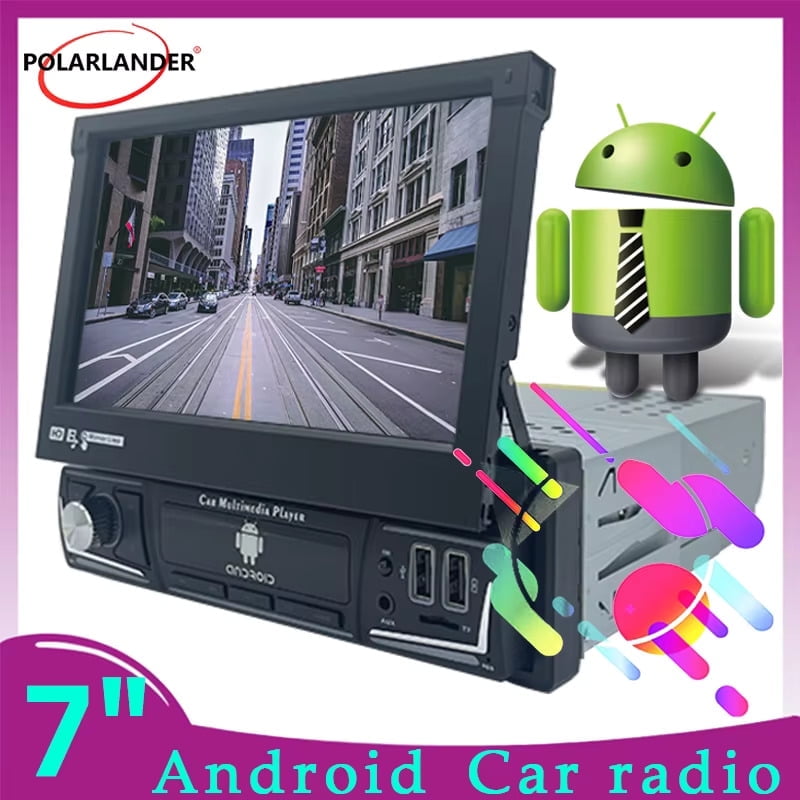 7 Inch Retractable 1 Din Radio Touch Screen Mirror Link GPS Bluetooth ...