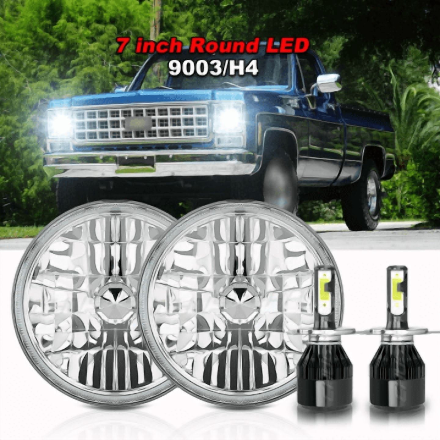 7" Inch Round LED Headlight Hi-Lo Beam for Jeep Wrangler JK TJ LJ Chevy ...
