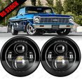 7" Inch Round LED Headlights Halo Angel Eyes DRL Hi-Lo For Chevy Nova ...