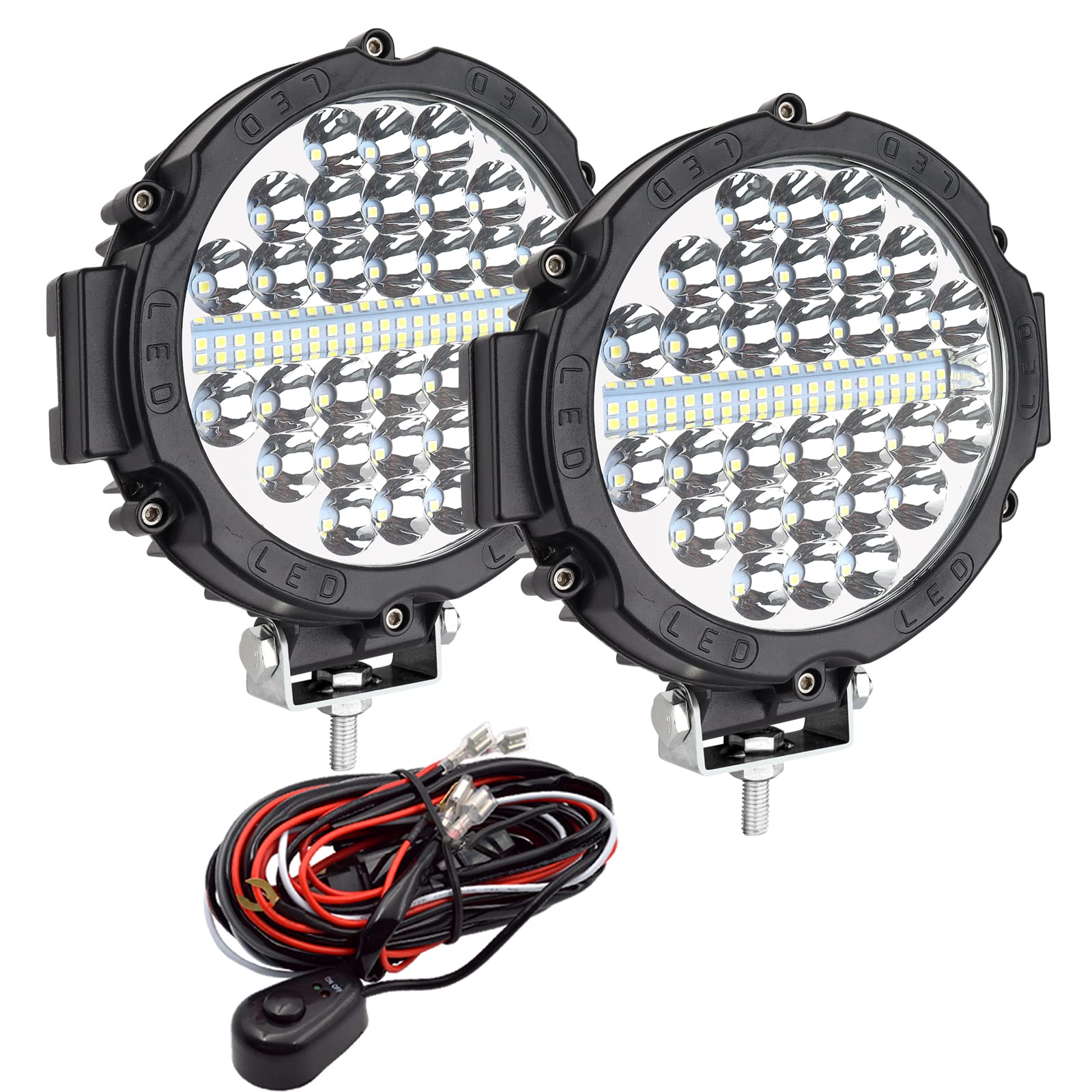 7 Inch Round Led KEF16 Light Pods, Safego LED Offroad lights Driving Light Bar 210W 21000LM ...