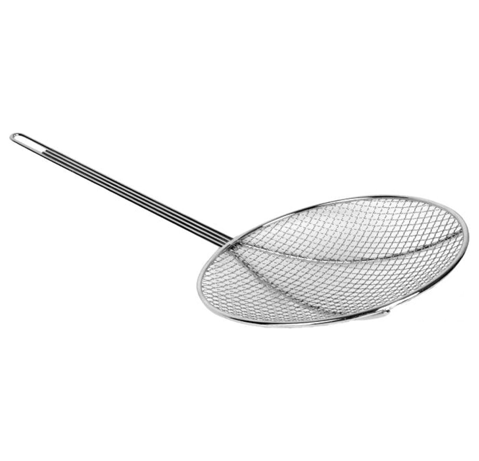 7-Inch Round Wire Skimmer 12-1/2" Handle Length Plated- Kitchen Utensil ...