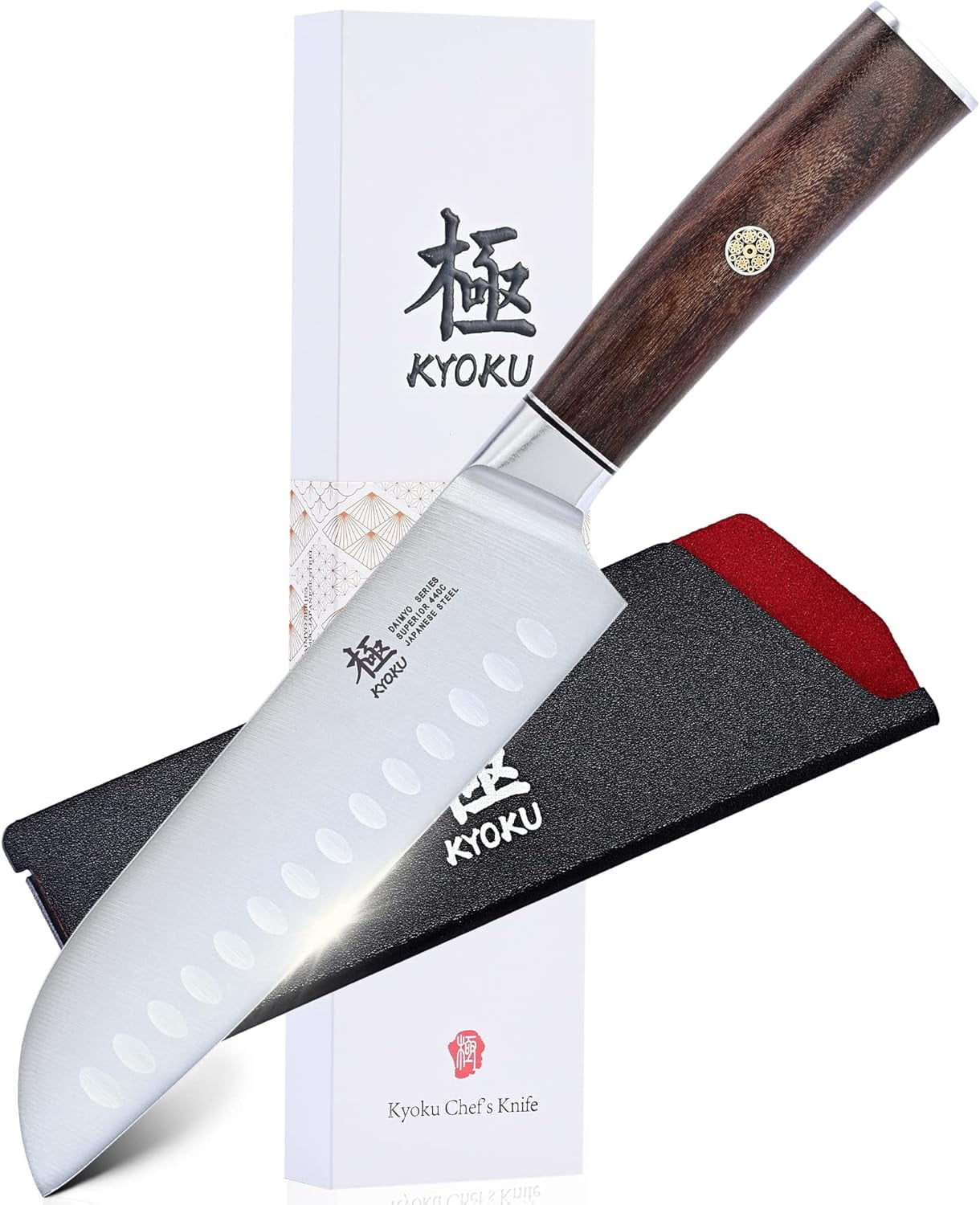 7 Inch Santoku Knife - Daimyo Series - Japanese Chef Knife with Ergonomic Rosewood Handle ...