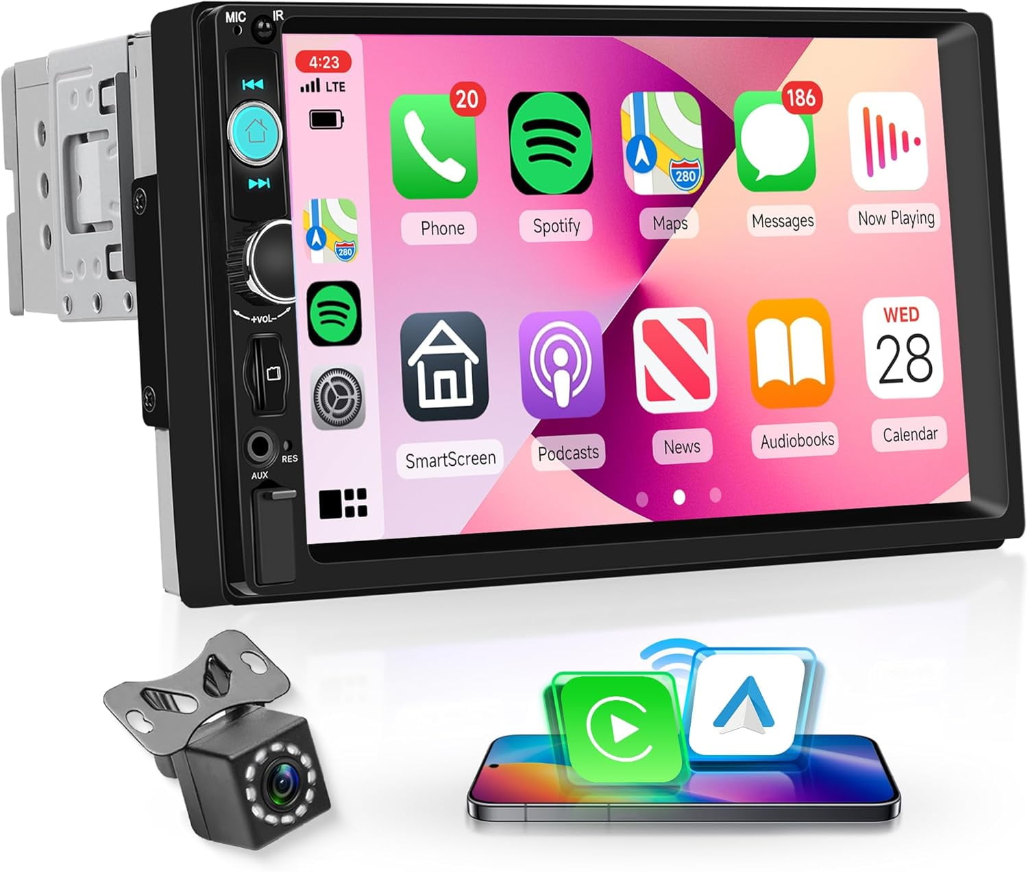 7 Inch Single Din Touchscreen Stereo, 1 Din Radio with Yo-u-Tu-be Video ...