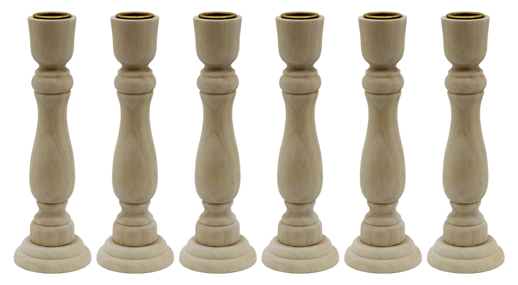 Creative Hobbies 7 Inch Tall Unfinished Wooden Candlesticks with Metal ...