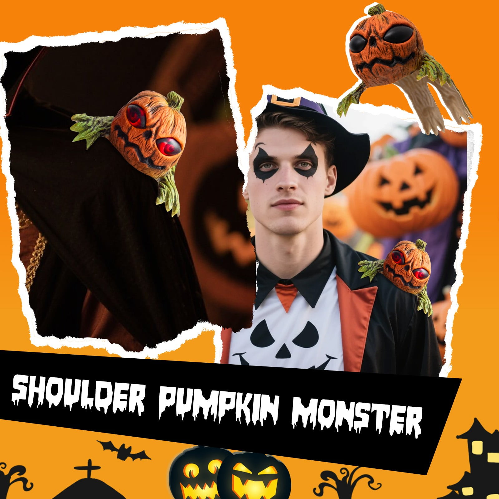 7 Inch Trick or Treat Decorations Latex Plank Shoulder Blinking and ...
