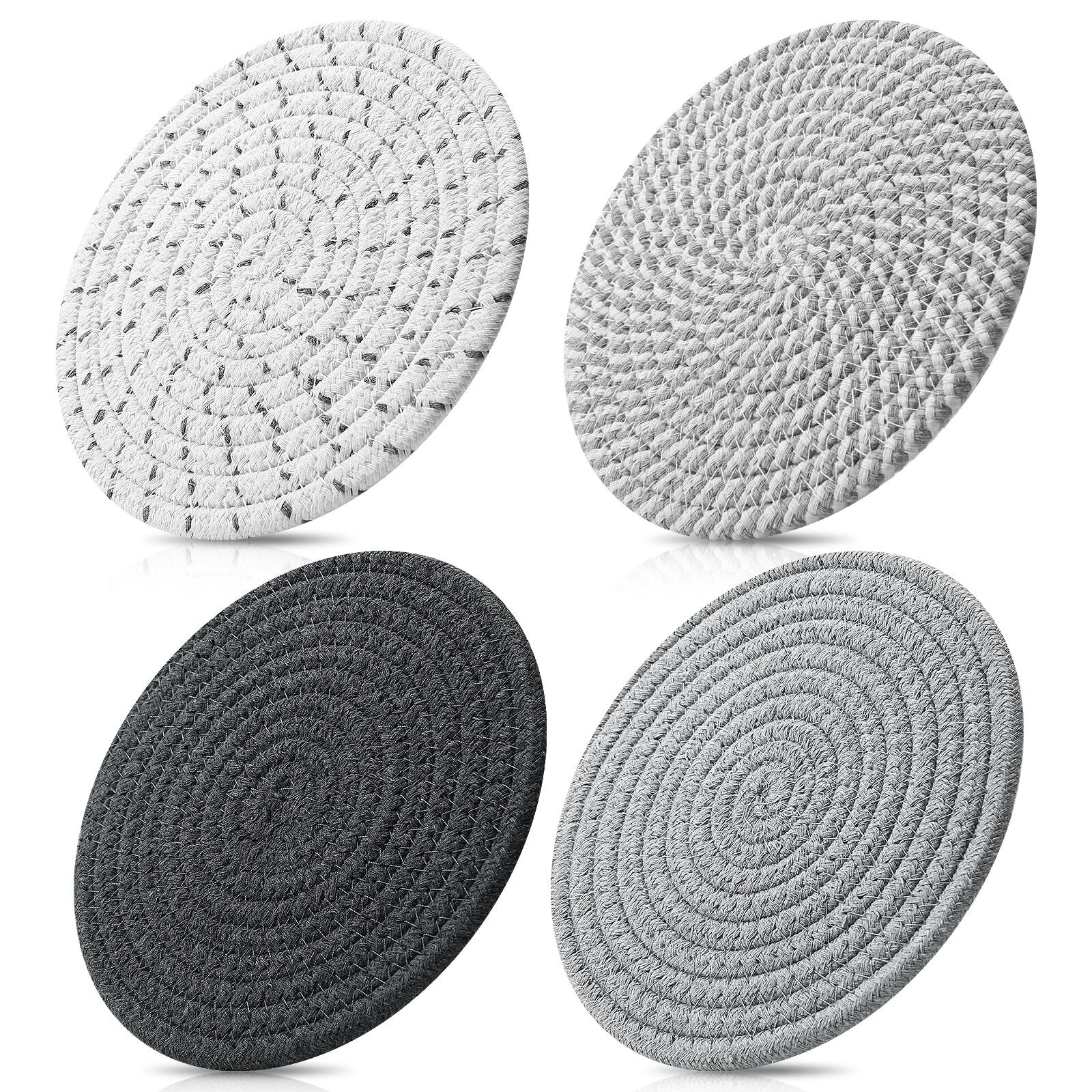 7 Inch Trivets/Potholders 4 Set Cotton Thread Weave Trivets for Pots ...