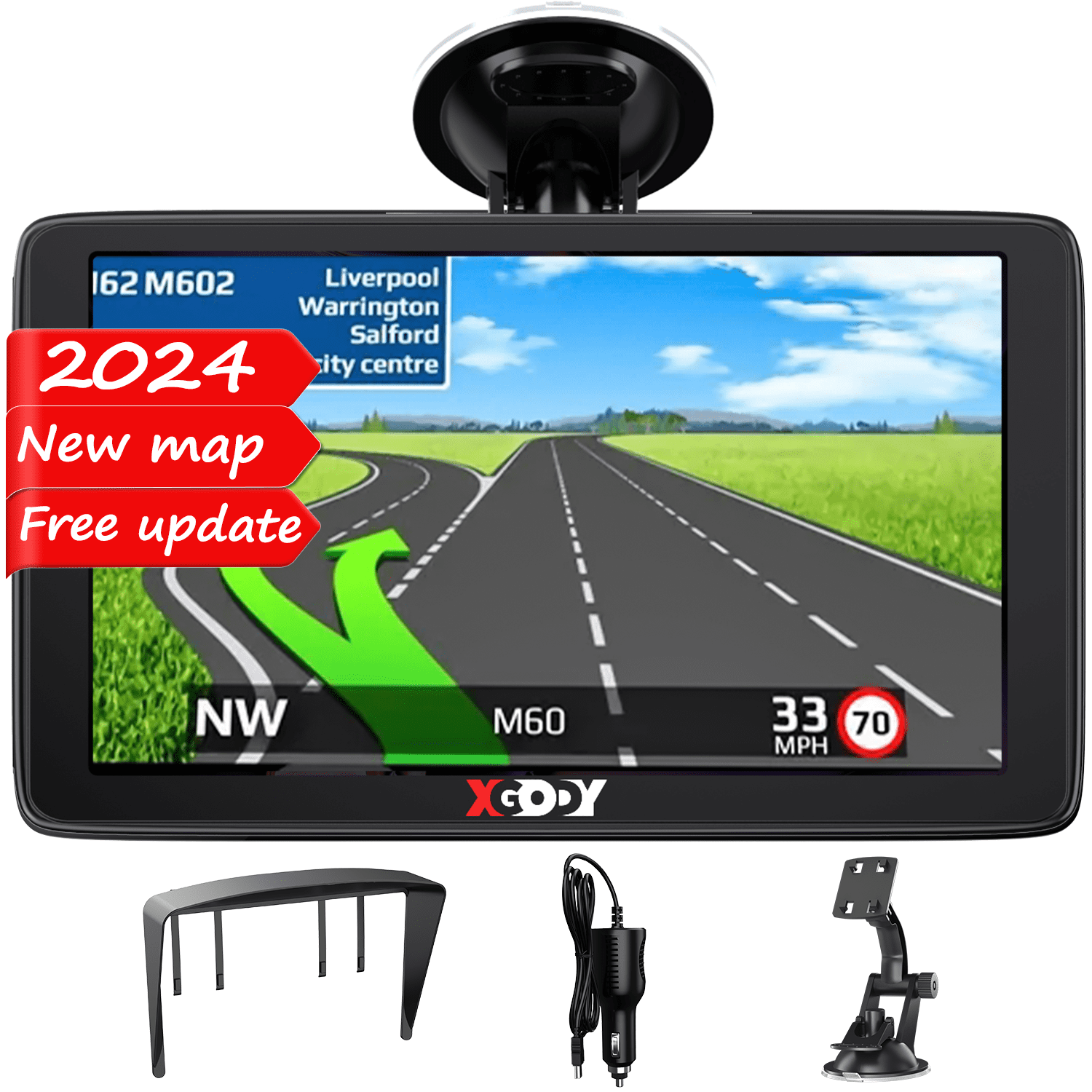 XGODY 7 Inch Truck GPS Navigation for Car, 8GB+256MB, Speed Voice ...