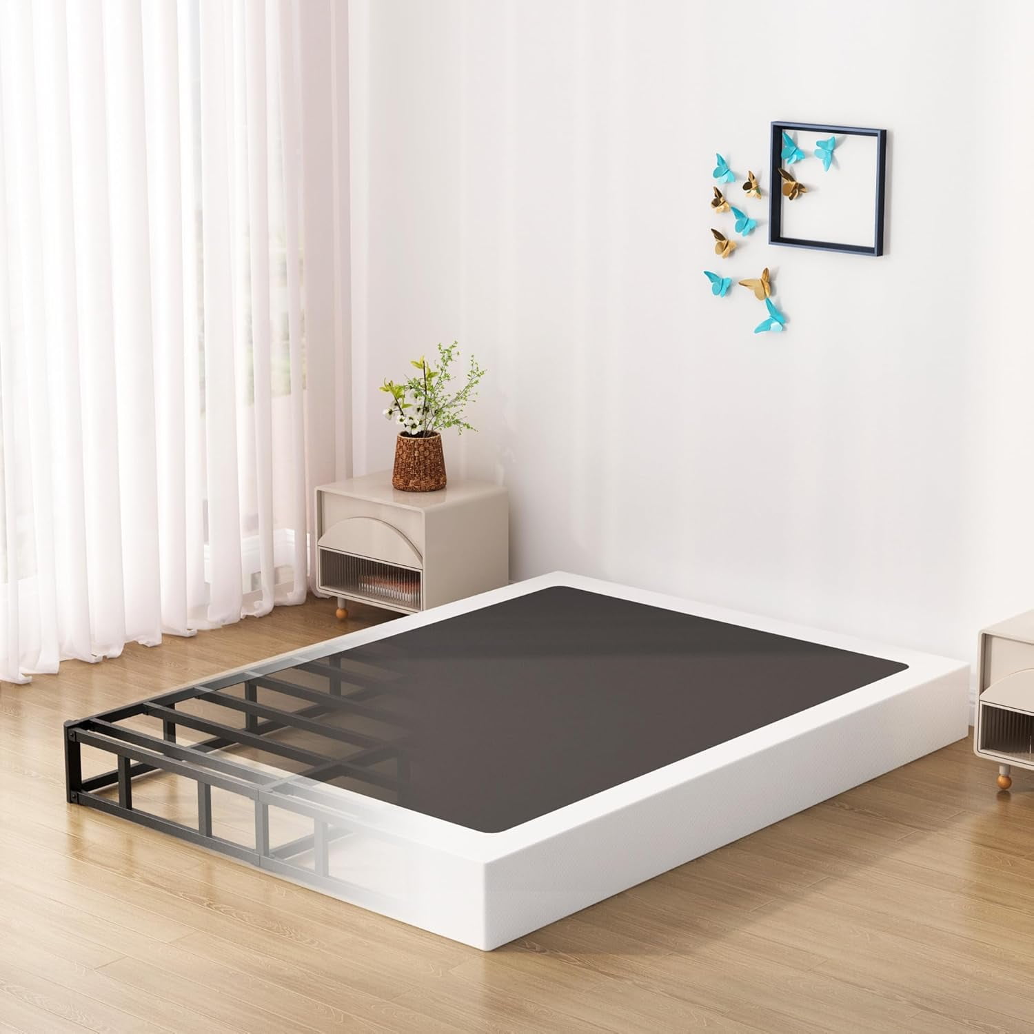 7 Inch Twin Box Spring Bed Base, Low Profile Metal Boxspring Twin with ...
