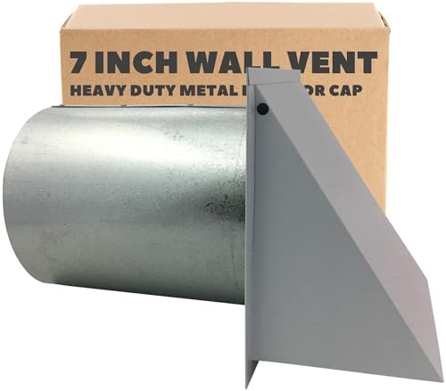 7 Inch Wall Vent Cap - Painted White Steel with Damper & Screen - Heavy ...