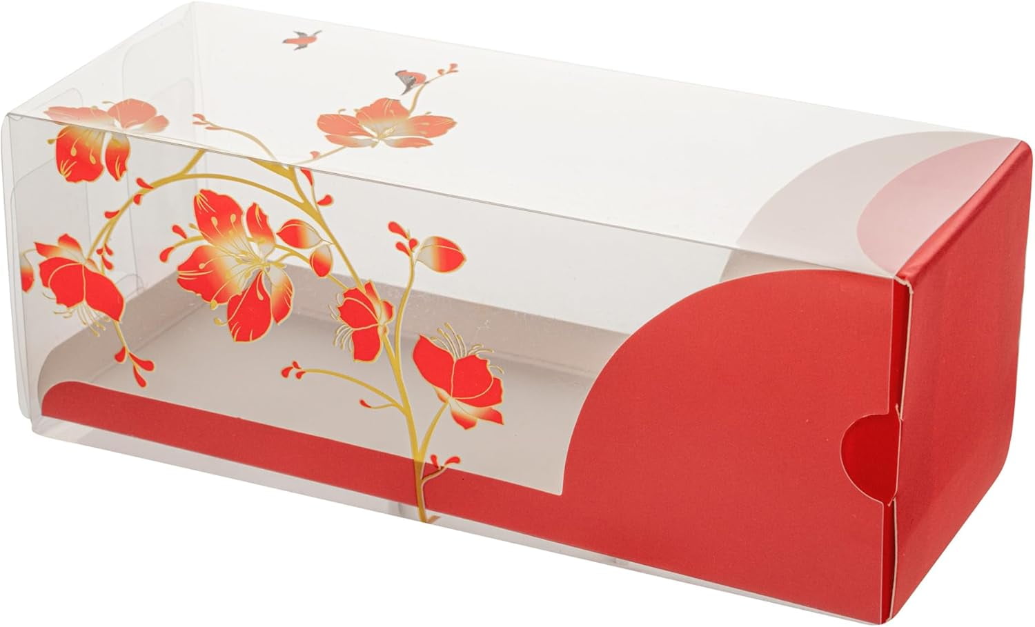 7 Inch X 2.5 Inch Clear Dessert Boxes, 100 Red Paper Sleeve Transparent ...