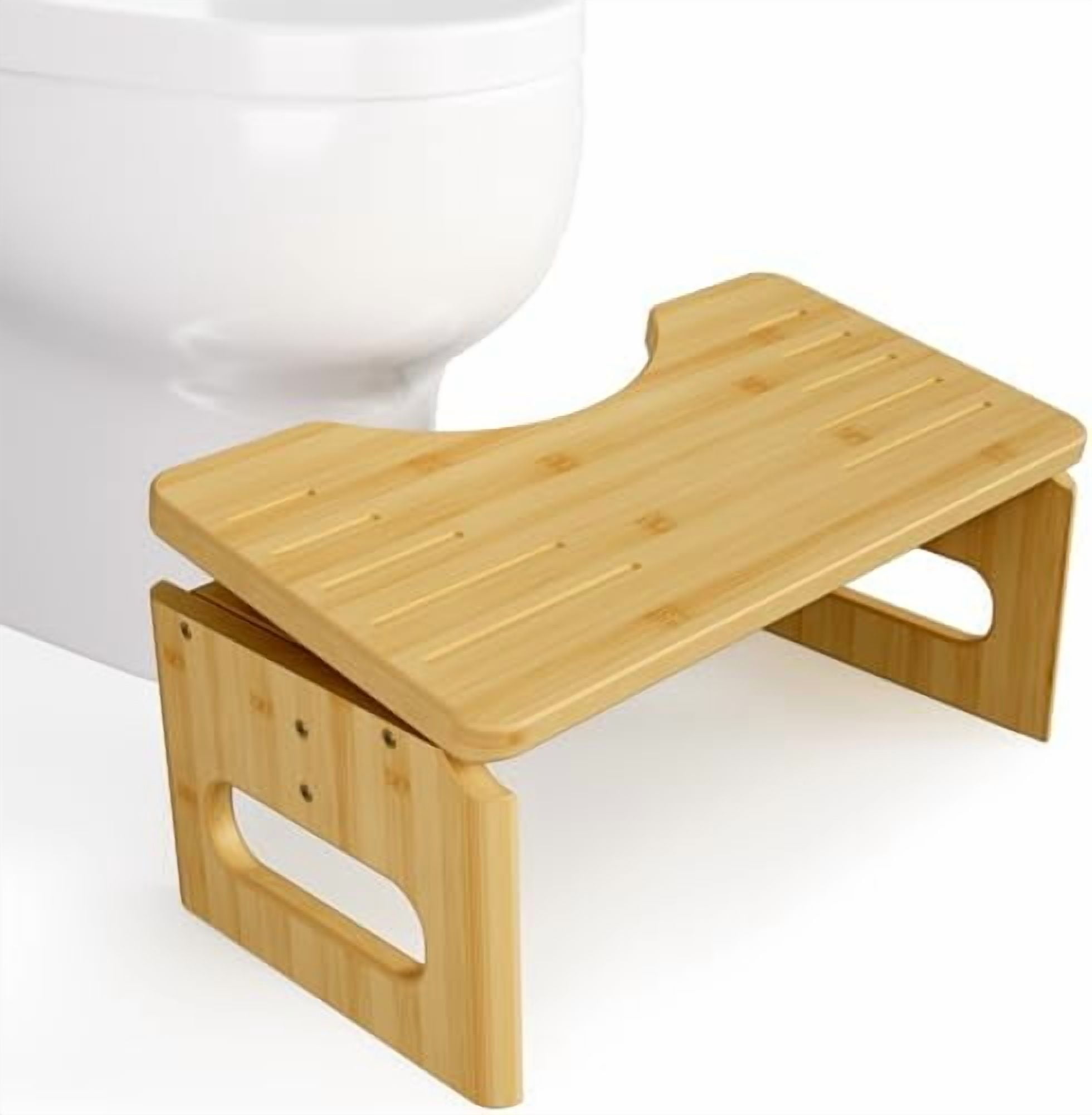7 Inches & 9 Inches Adjustable Height Bamboo Toilet Stool Squat Adult ...