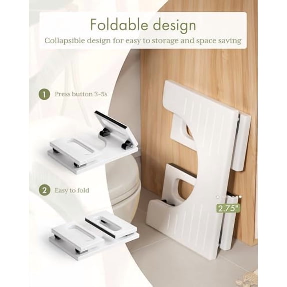 7 Inches Bamboo Toilet Stool Squat for Adults, Foldable Poop Stool for ...