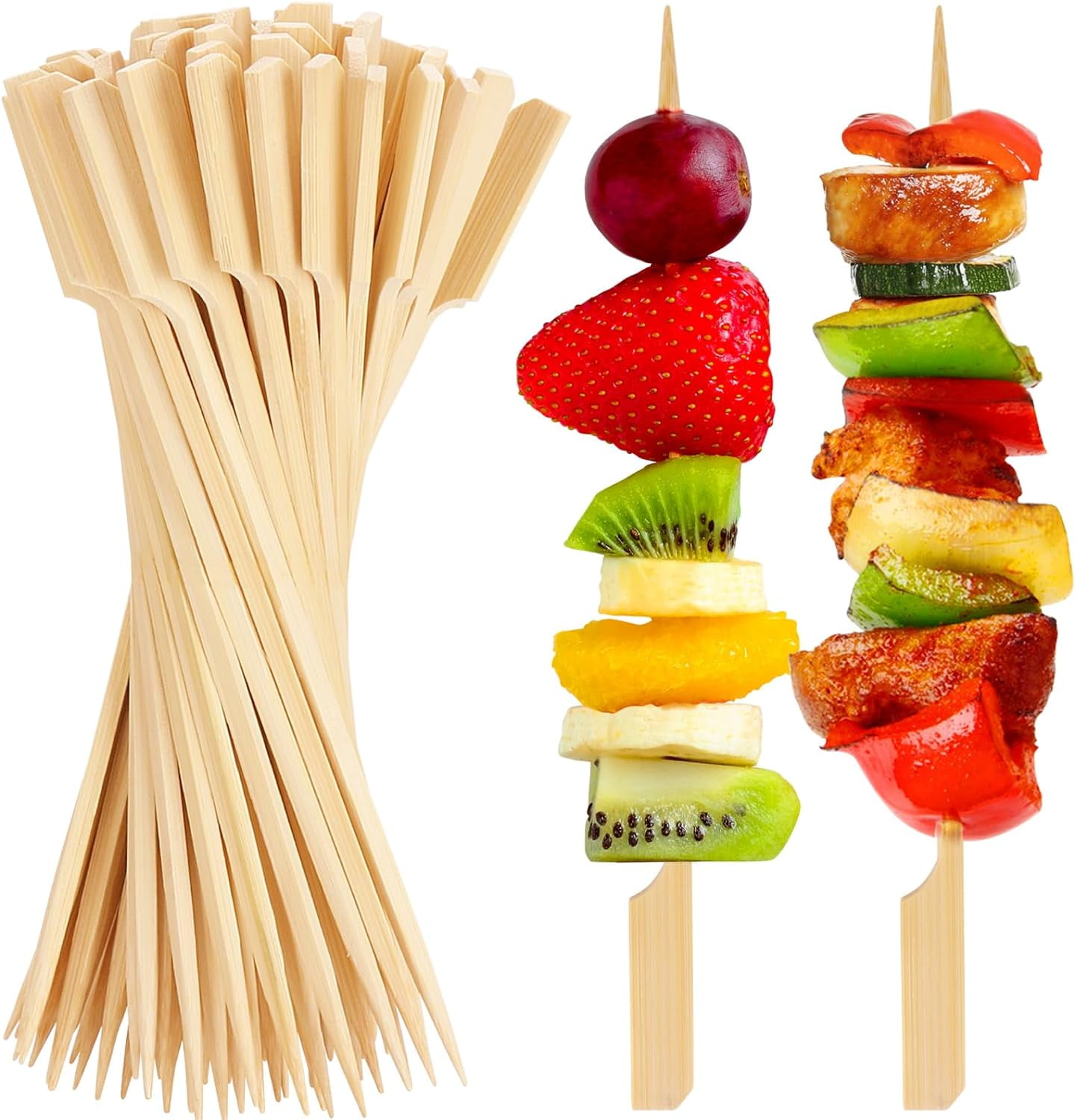 7 Inches Cocktail Picks Bamboo Skewers For Appetizers, 200PCS Paddle ...