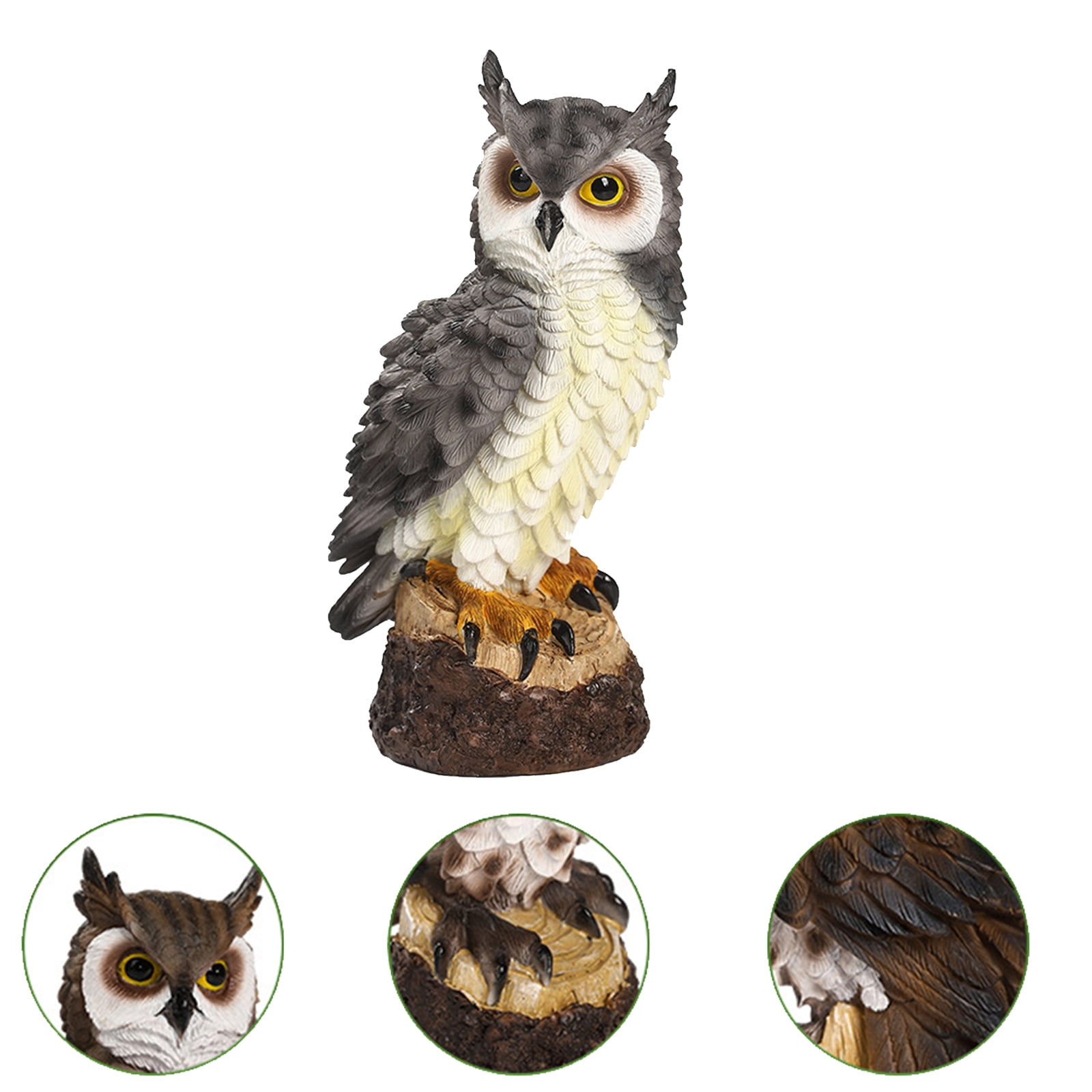 7 Inches Resin Fake Owl Lifelike Statue Garden Ornament For Decorating ...