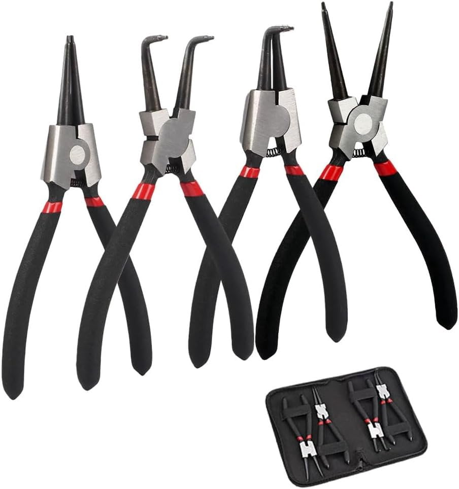 7 Inches Snap Ring Pliers Set, 4 count Internal/External Circlip Pliers ...