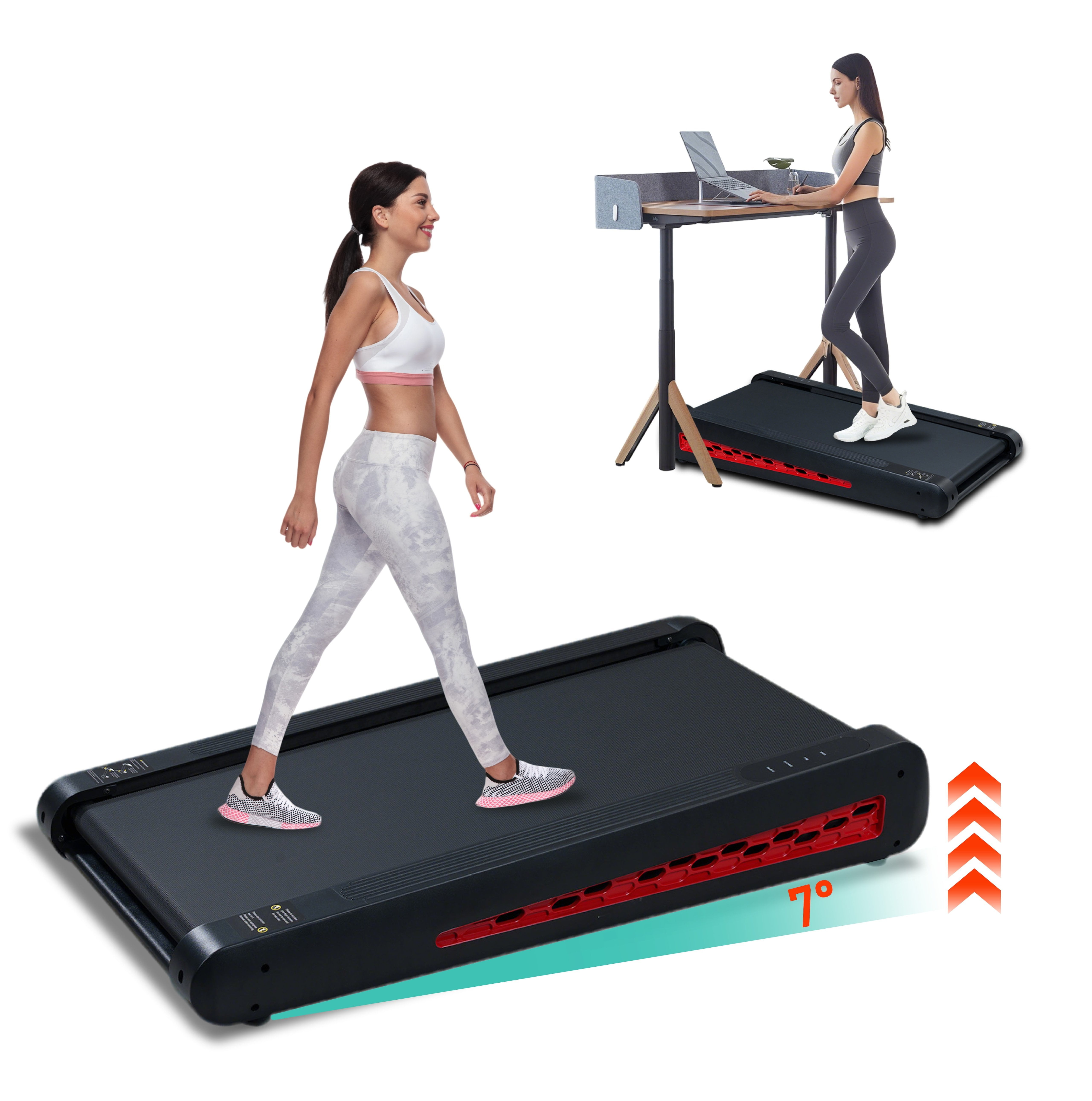 7° Incline Walking Pad Treadmill - Portable Compact Treadmills Under ...