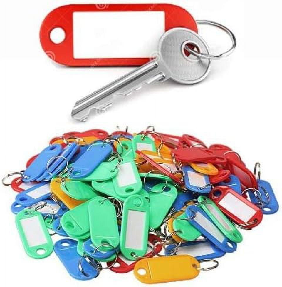 7 Key Tags Plastic Assorted Key Rings Coloured Plastic ID Tags Name ...