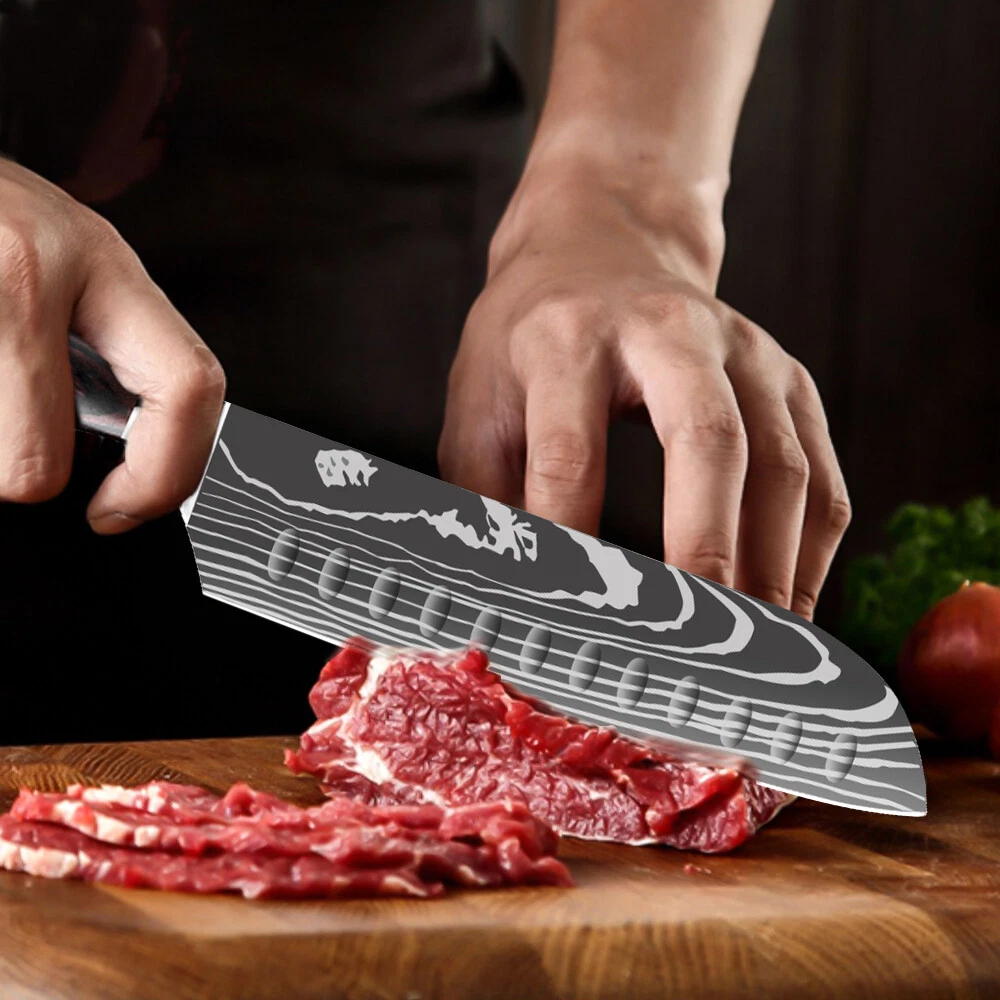7" Kitchen Knife Stainless Steel Santoku Knife Professional Chef ...