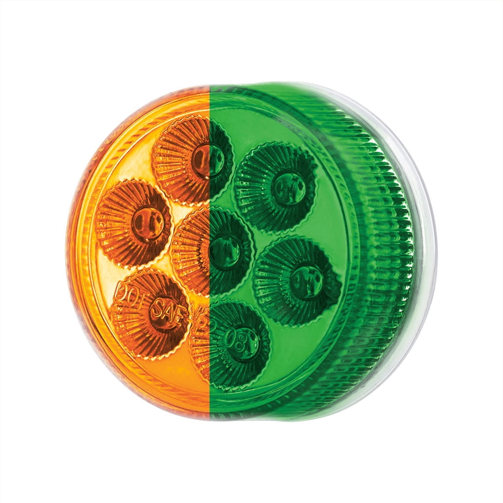 7 LED 2" Round Dual Color Amber Marker to Green Auxiliary Light ...