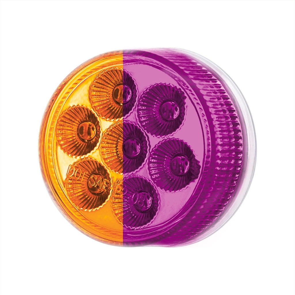 7 LED 2" Round Dual Color Amber Marker to Purple Auxiliary Light ...