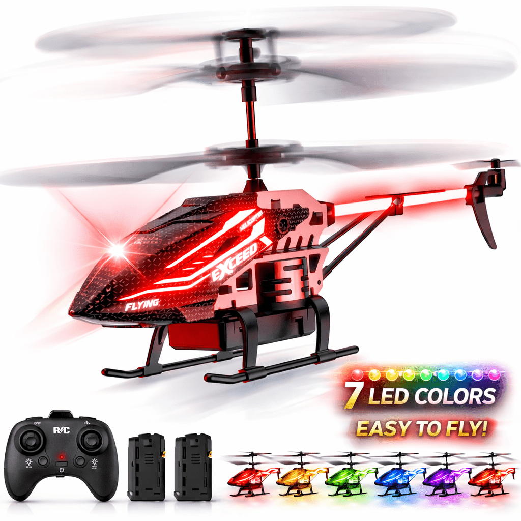 RC Helicopter for Kids with 7 colors LED Lights, Remote Control ...