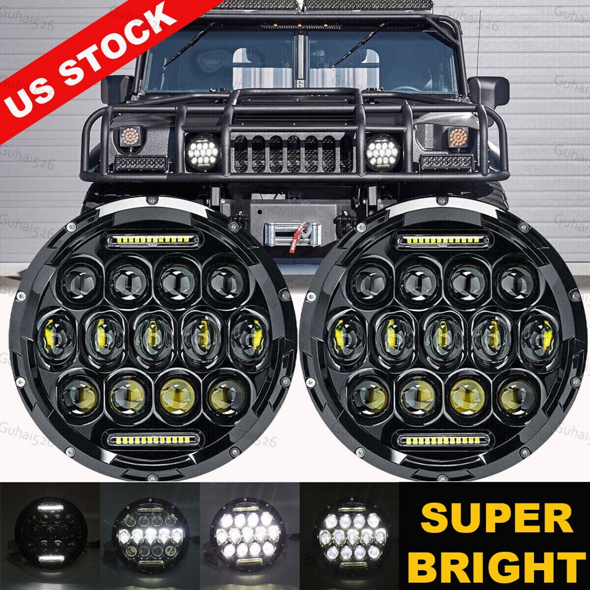 7" LED Headlights For Military Truck Hummer M998 M923 M35a2 24v Humvee ...