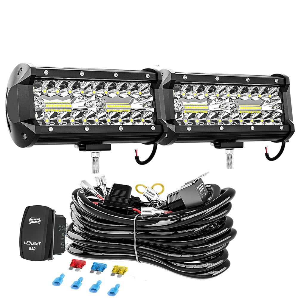 7" LED Light Bar 240W Off Road LED Driving Lights Spot Flood Combo Beam ...