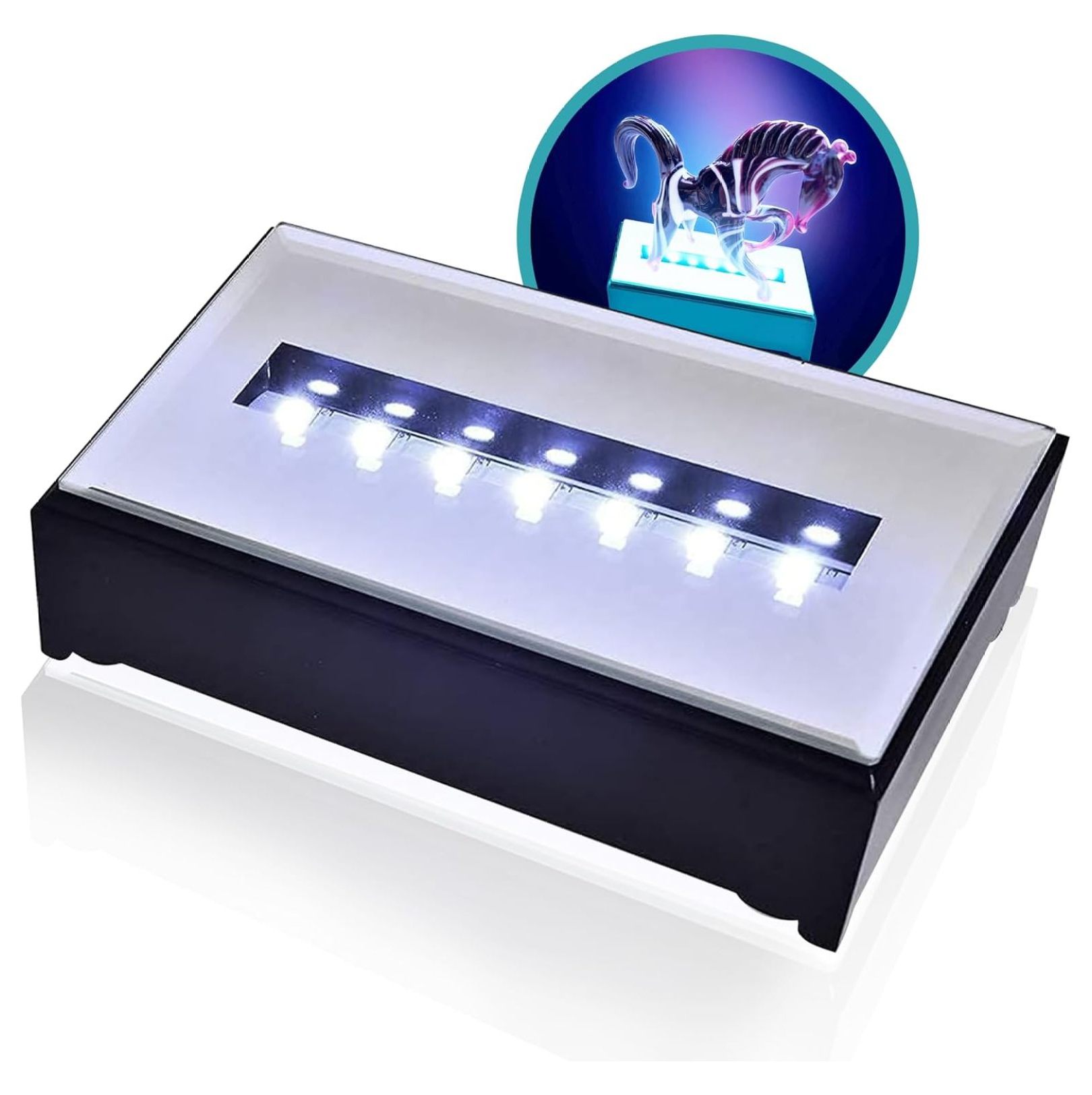 7 LED Light Base for Glass Art - White Light LED Display Base - LED ...