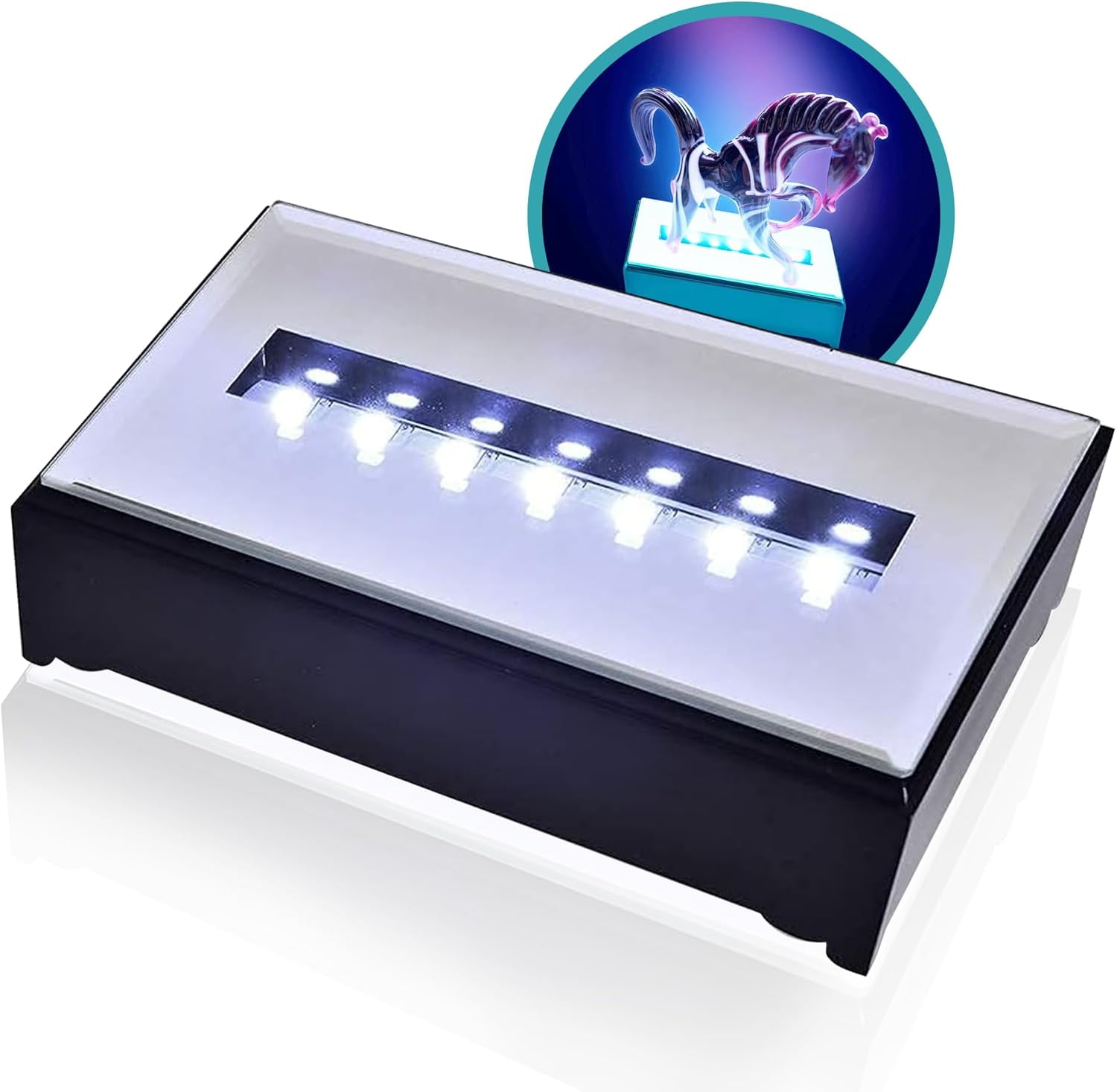 7 LED Light Base for Glass Art - White Light LED Display Base - LED ...