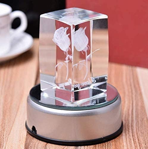 7 LED Light Stand Base, Colorful Light Rotating Crystal Display Base ...