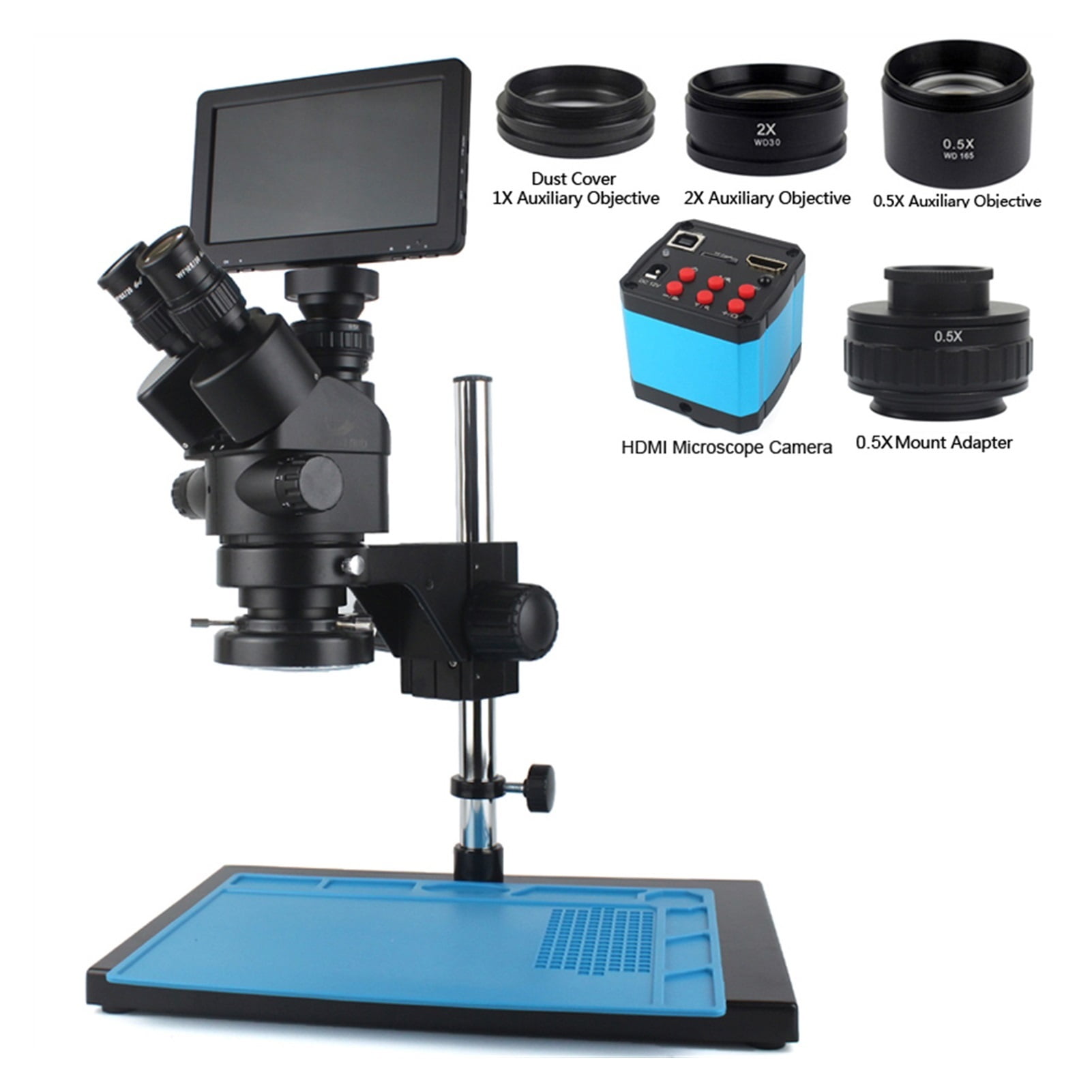 7 LED display 7X-45X confocal trinocular stereo microscope HDMI USB ...