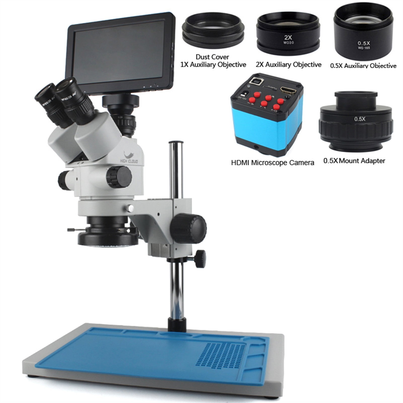 7 LED display 7X-45X confocal trinocular stereo microscope HDMI USB ...