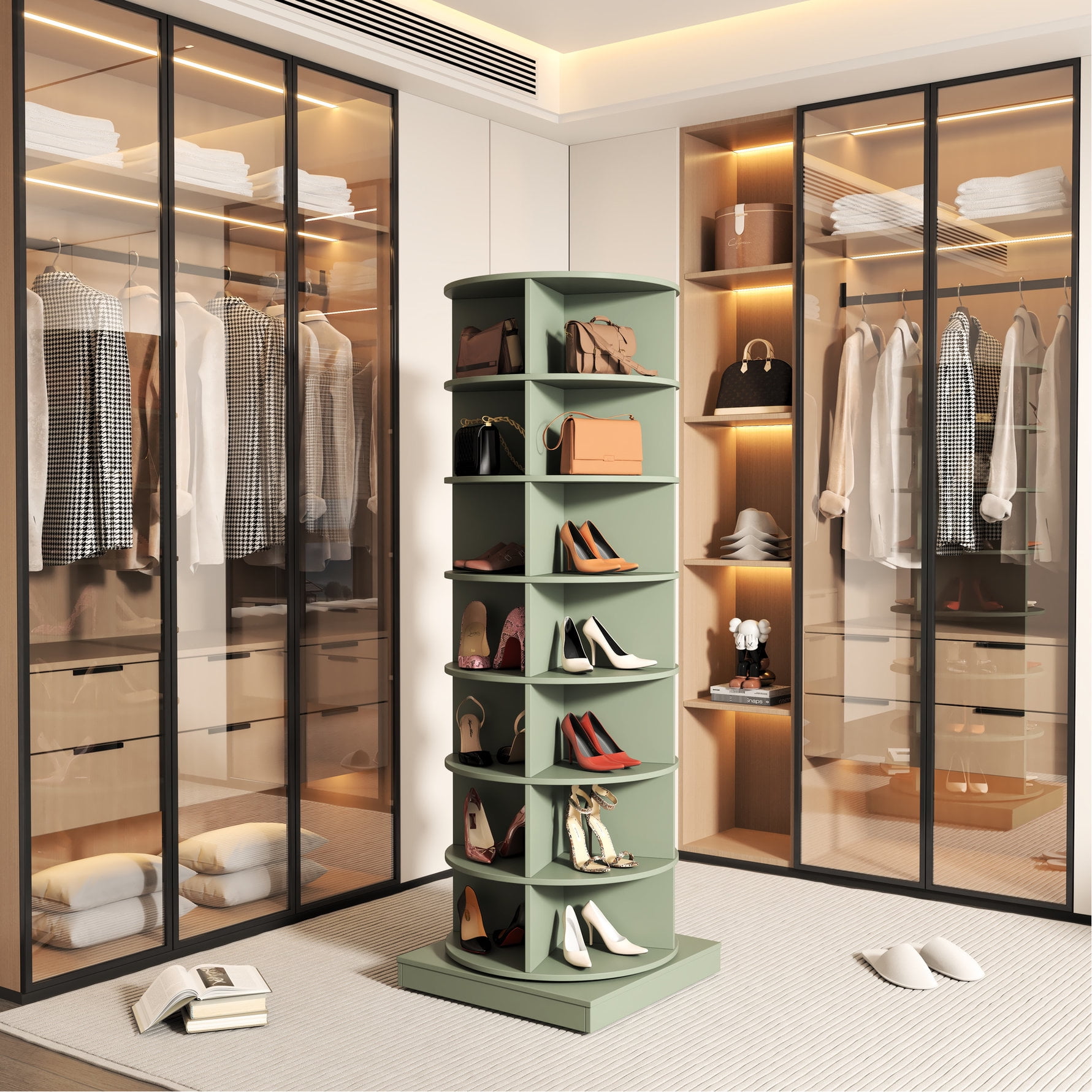 7-Layer Green Shoe Cabinet with Rotating Function | Fit Many Shoes in ...